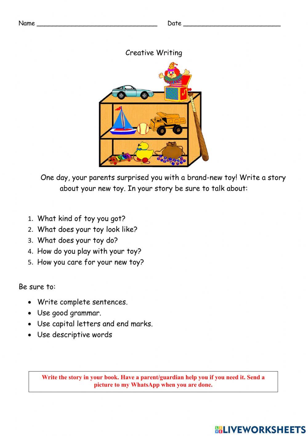 My New Toy - Creative Writing worksheet | Live Worksheets