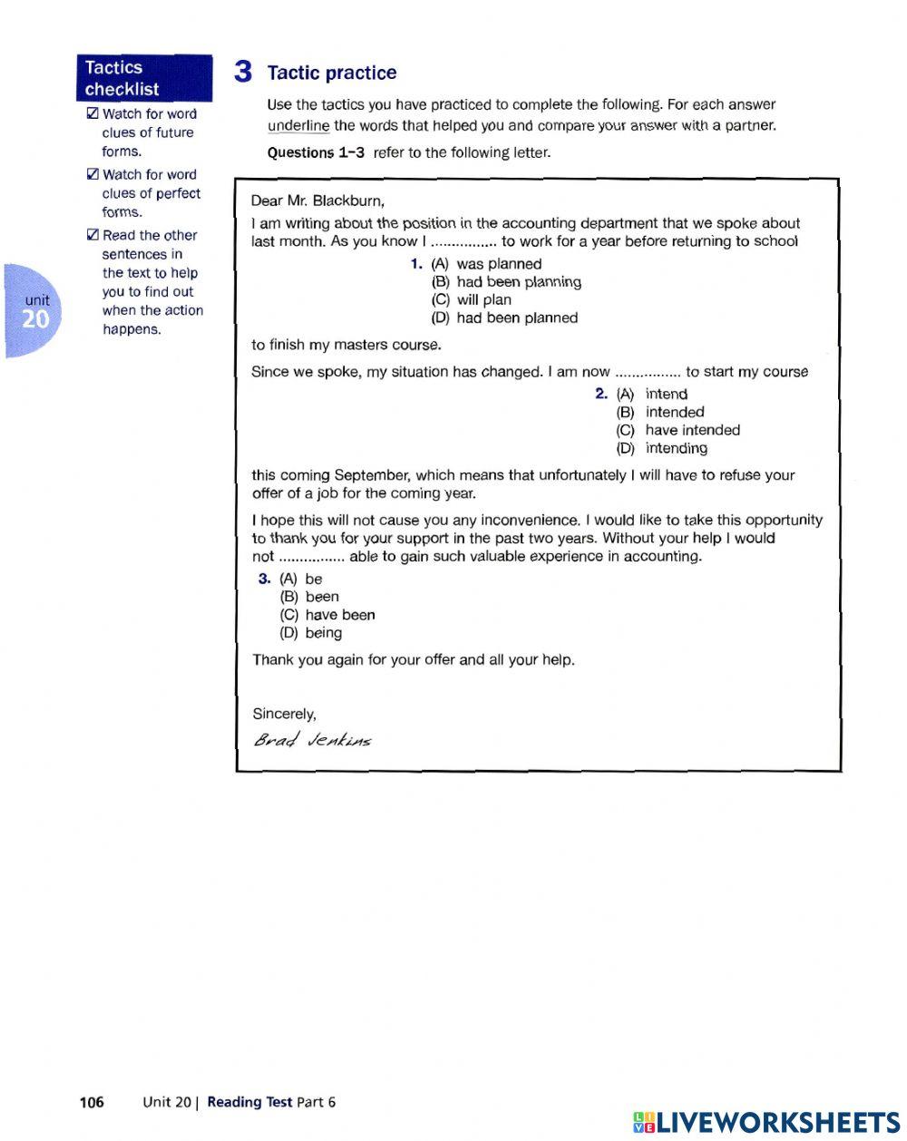 Tactic practice unit 20 worksheet | Live Worksheets