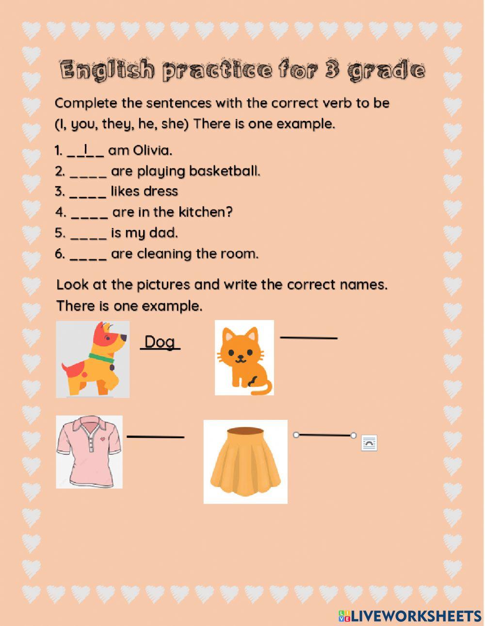 Practice for english worksheet | Live Worksheets