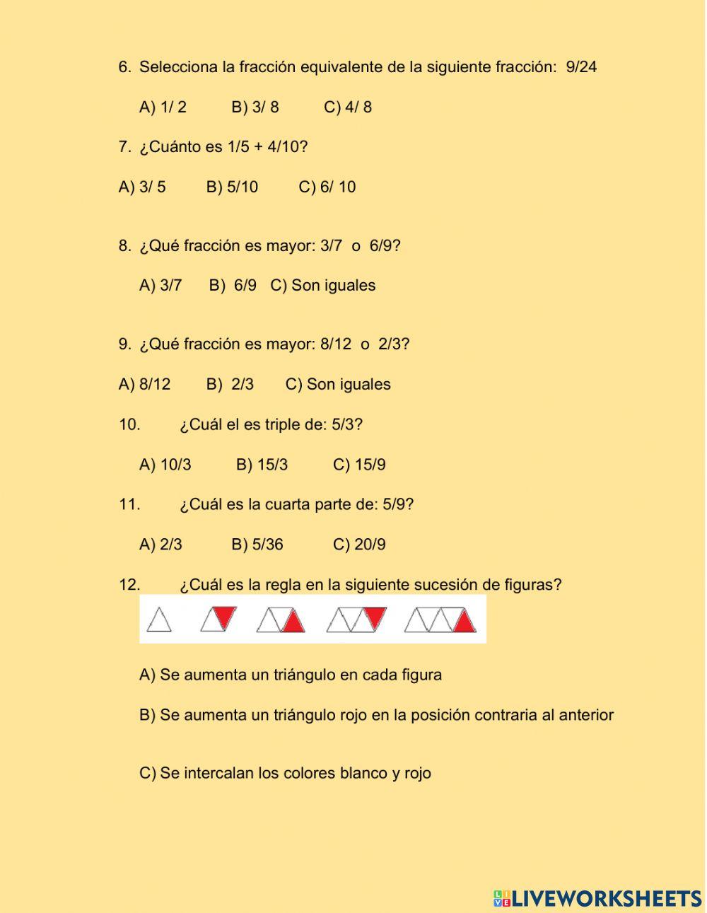 Repaso mate 3 worksheet | Live Worksheets
