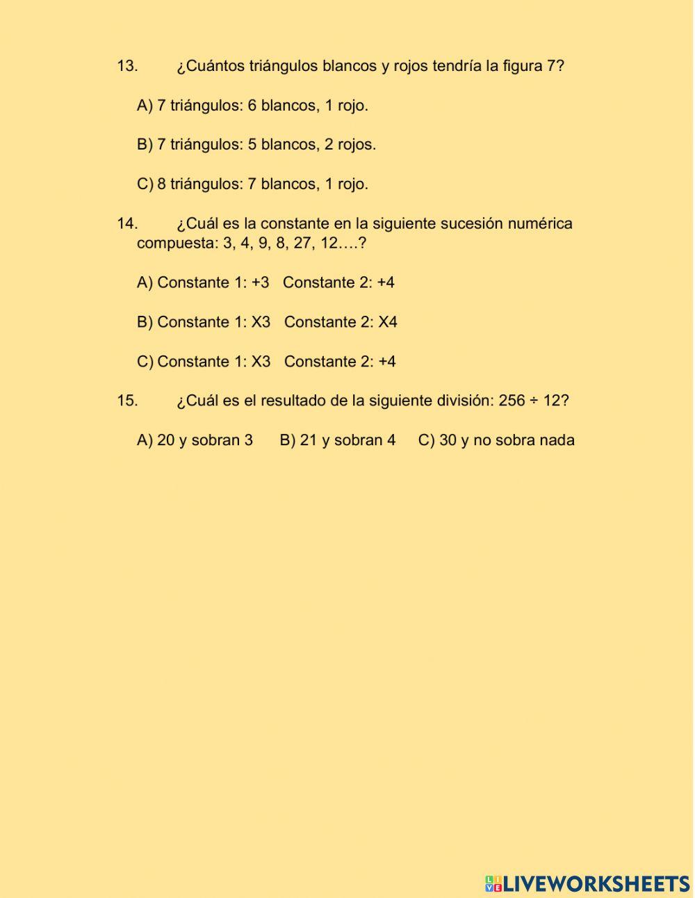 Repaso mate 3 worksheet | Live Worksheets