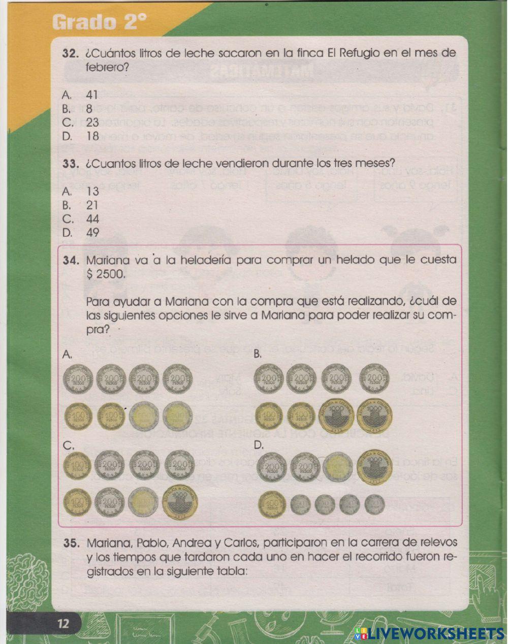 GRADO 2 MATEMATICAS online exercise for | Live Worksheets