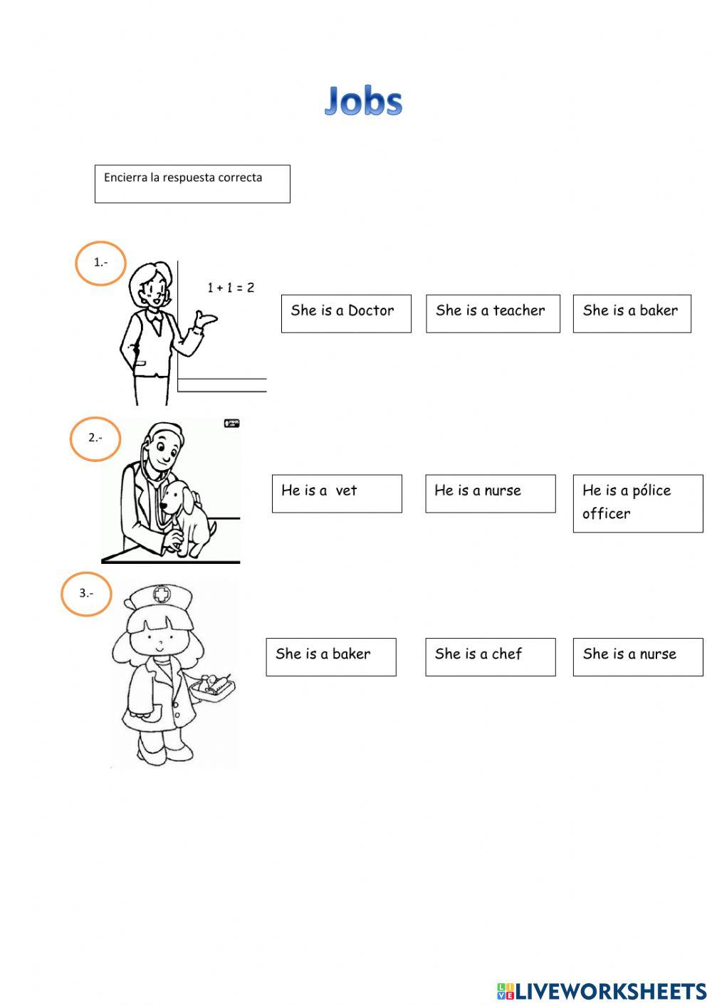Jobs online exercise for primary | Live Worksheets