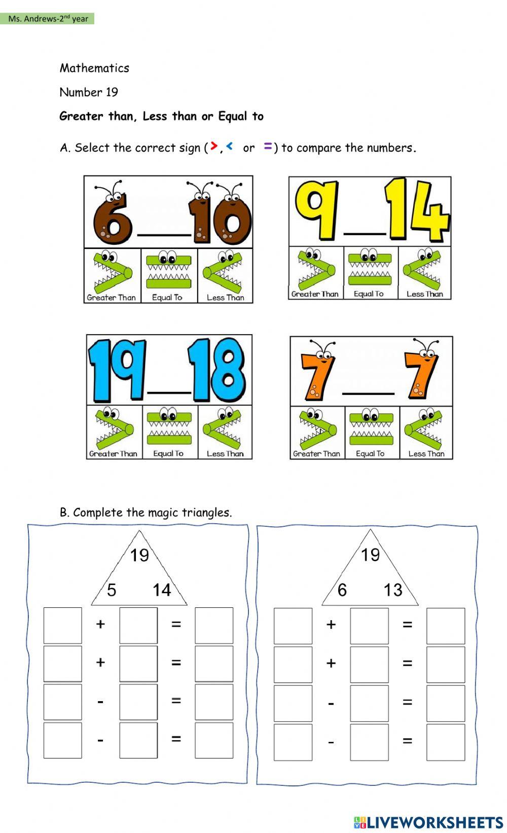 Number 19 Worksheet 3 worksheet | Live Worksheets