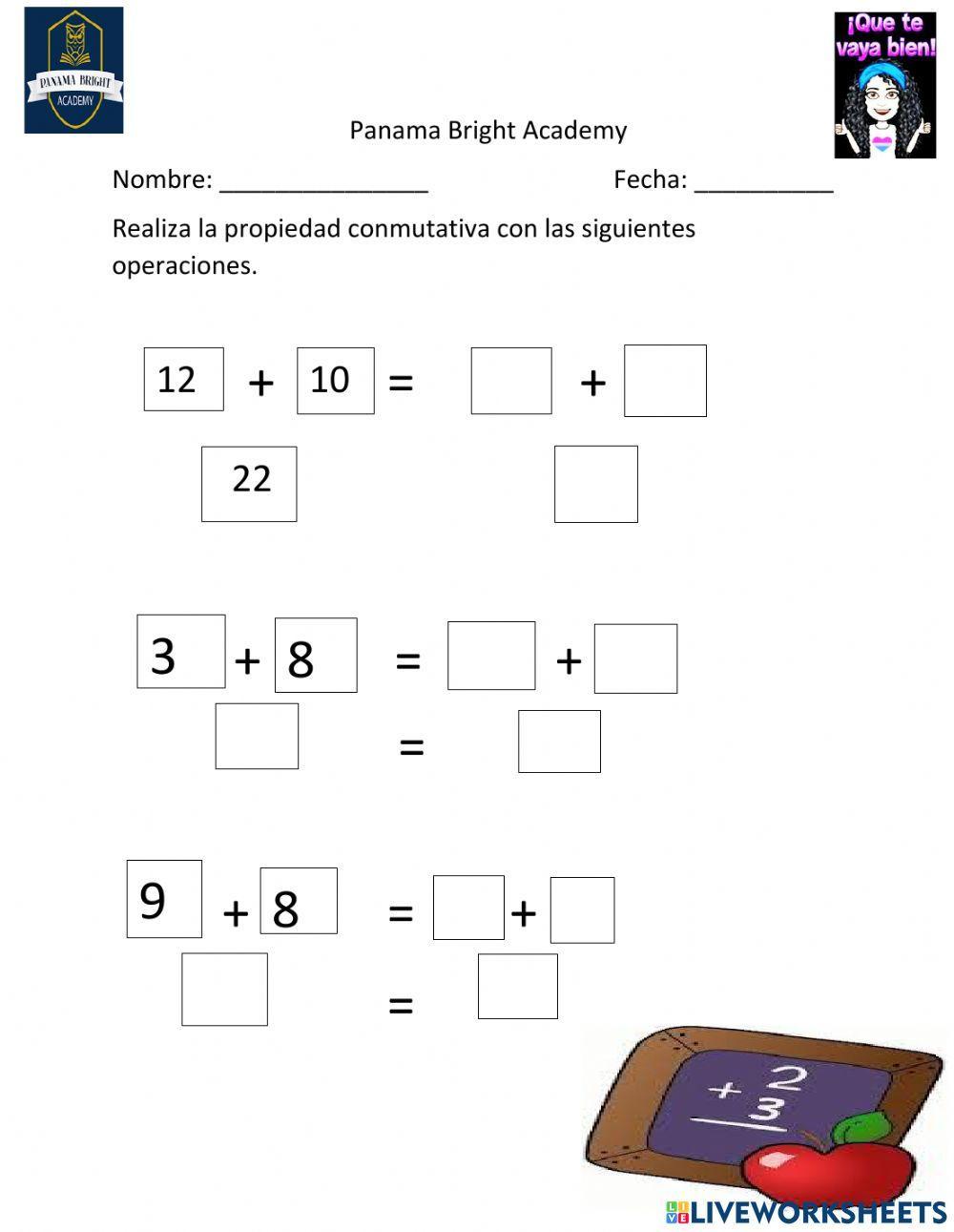 Propiedad conmutativa interactive worksheet for Primero de primaria ...