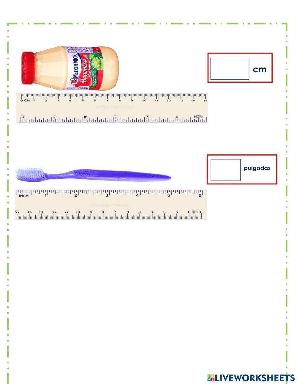 Ejercicio de repaso: Centímetro-pulgadas worksheet | Live Worksheets