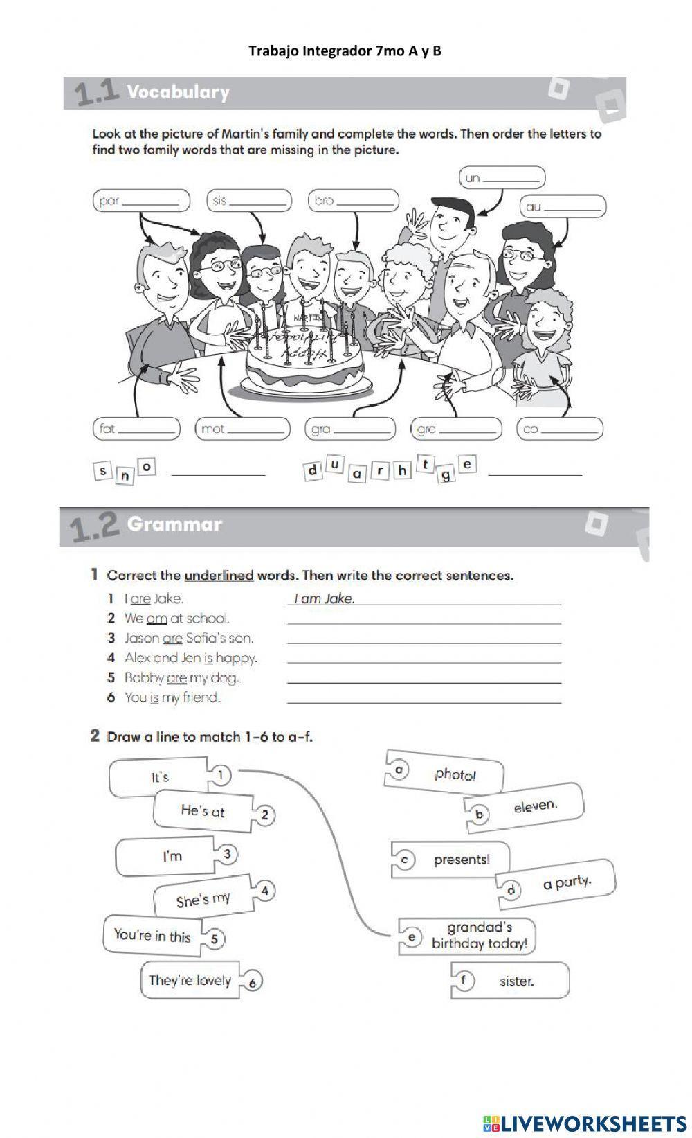 Family and verb… | Free Interactive Worksheets | 1135196