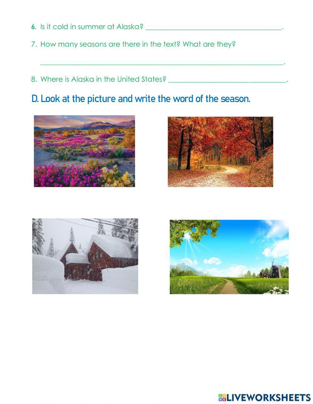 Every season worksheet | Live Worksheets