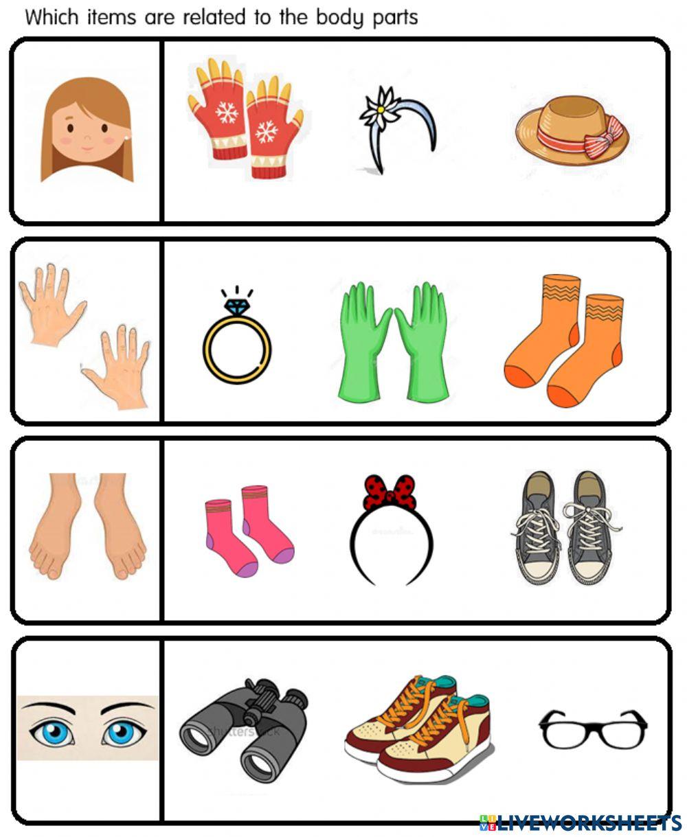 Body parts online exercise for first | Live Worksheets