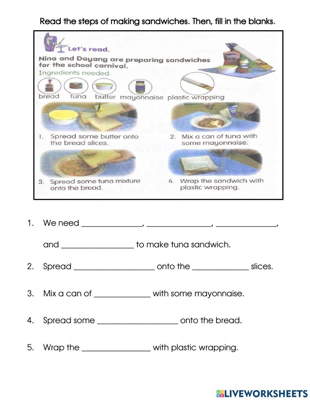 1135851 | Sandwich recipe | wawasa | LiveWorksheets