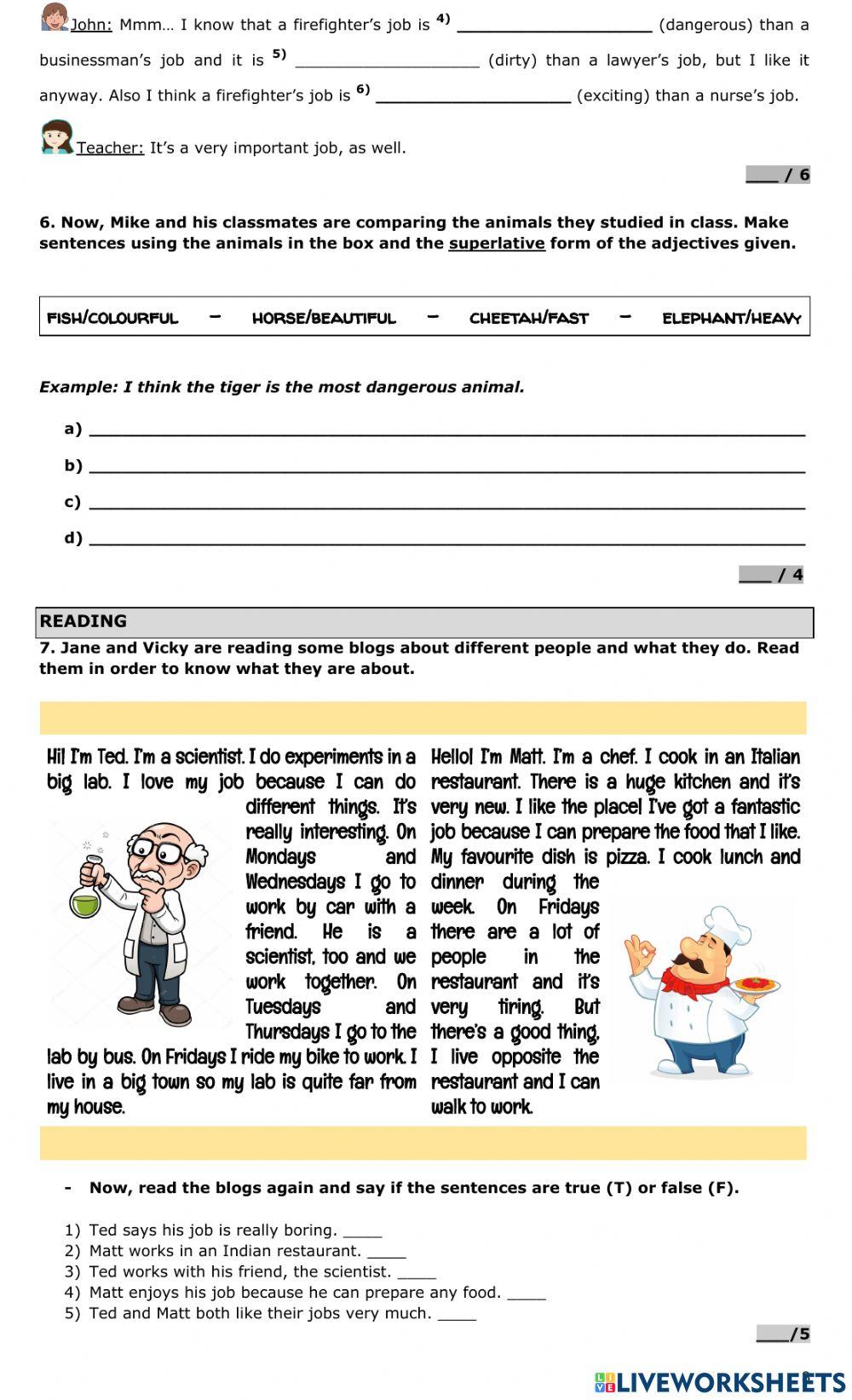 Mid Year Test - 5th form worksheet | Live Worksheets