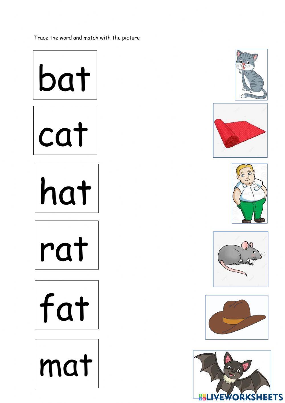 1136436 | Basic phonic -at 1 | yusnizar | LiveWorksheets