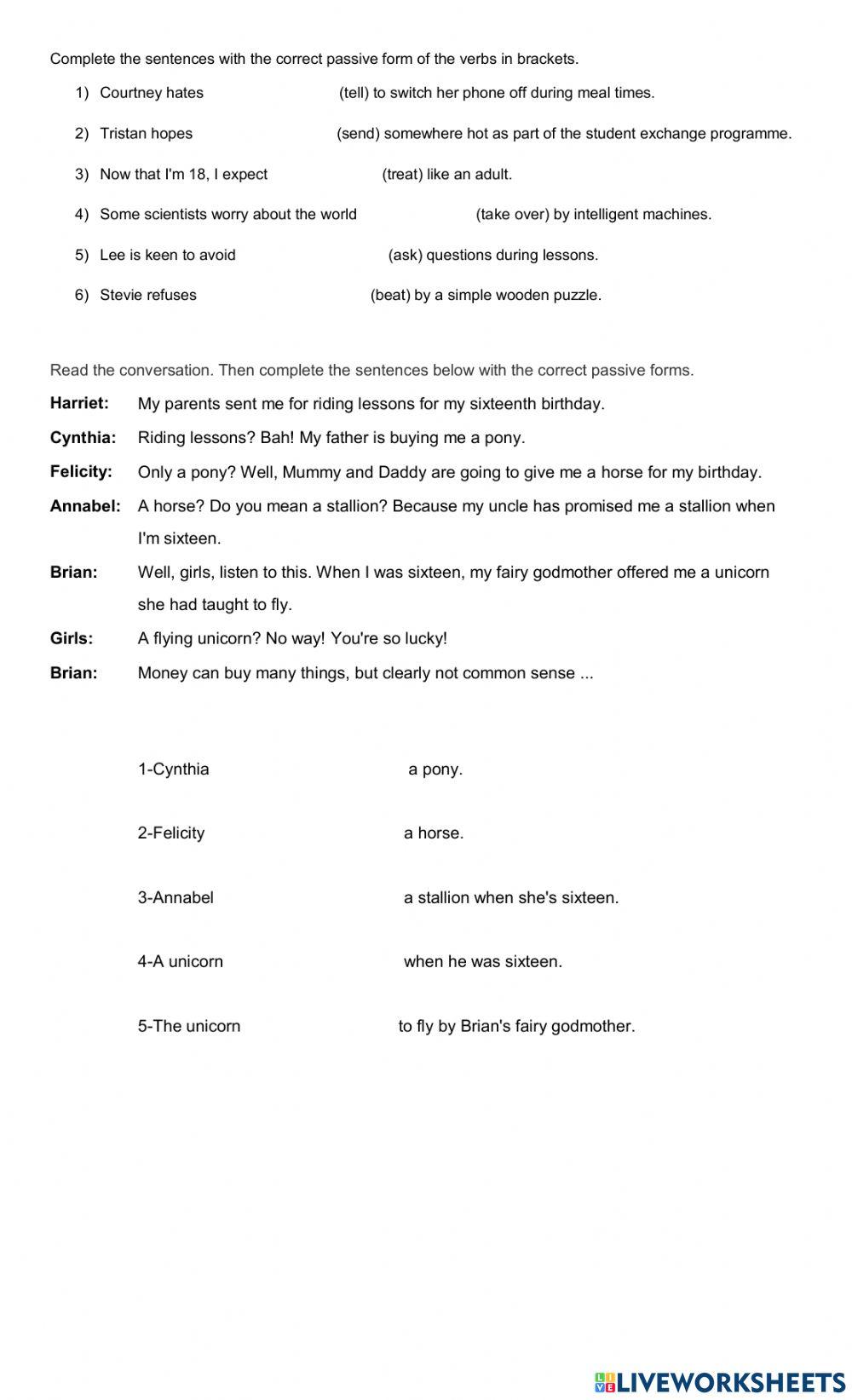 Advanced passiv… | Free Interactive Worksheets | 1136499