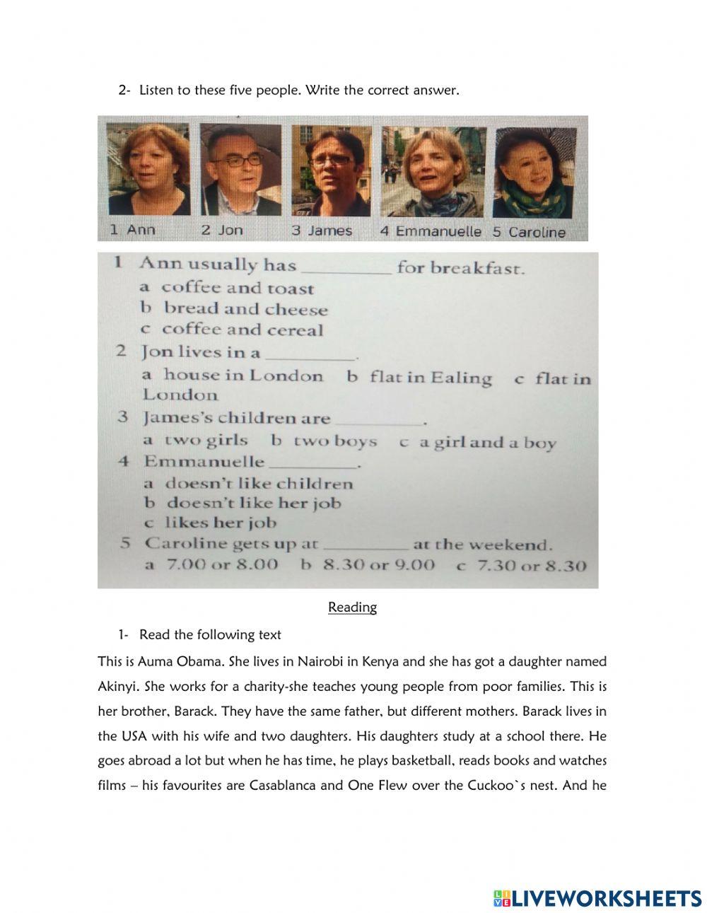 Test online exercise for elementary | Live Worksheets