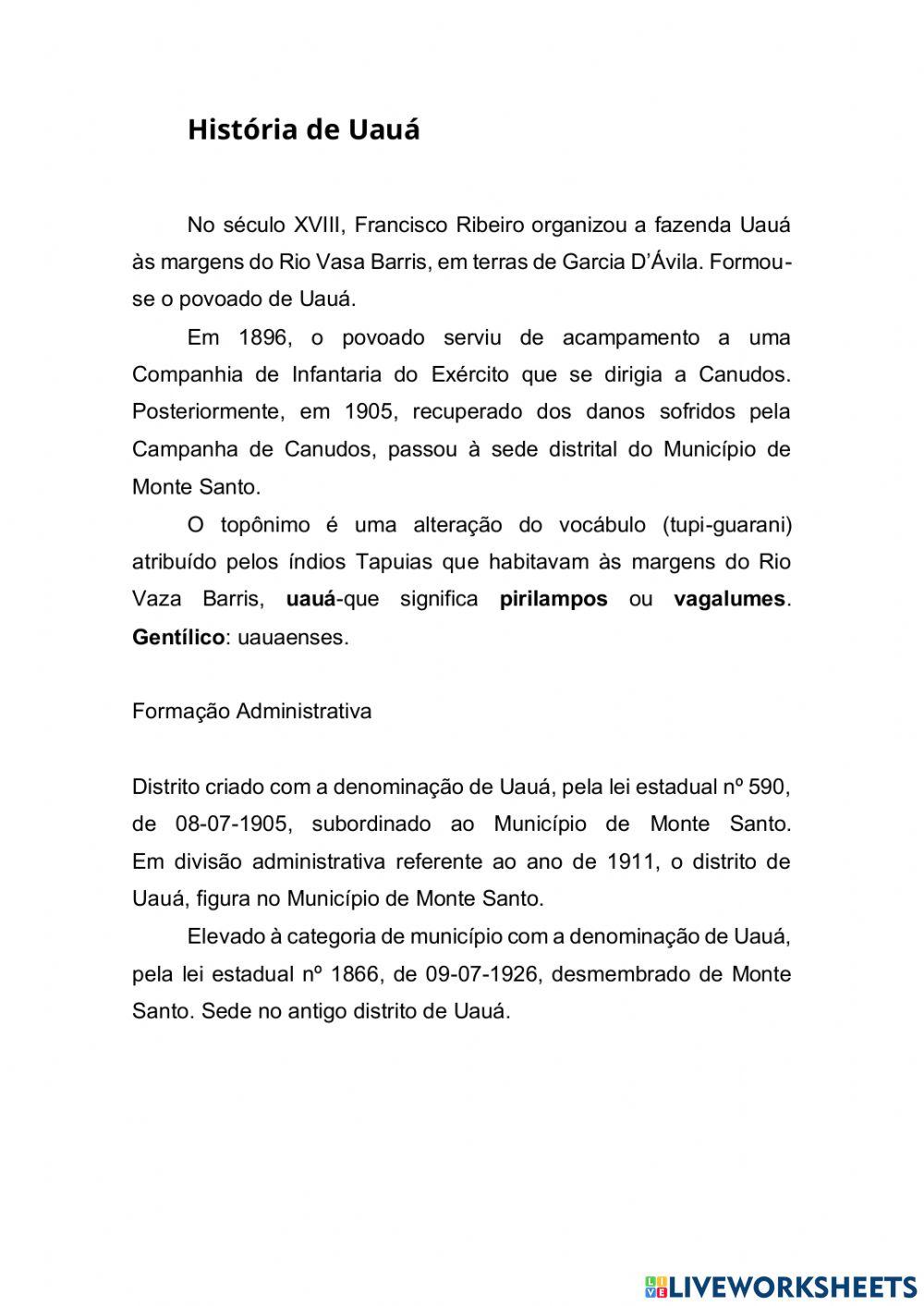História de uauá 1136675 | KLEBSON GOMES CARDOSO | Live