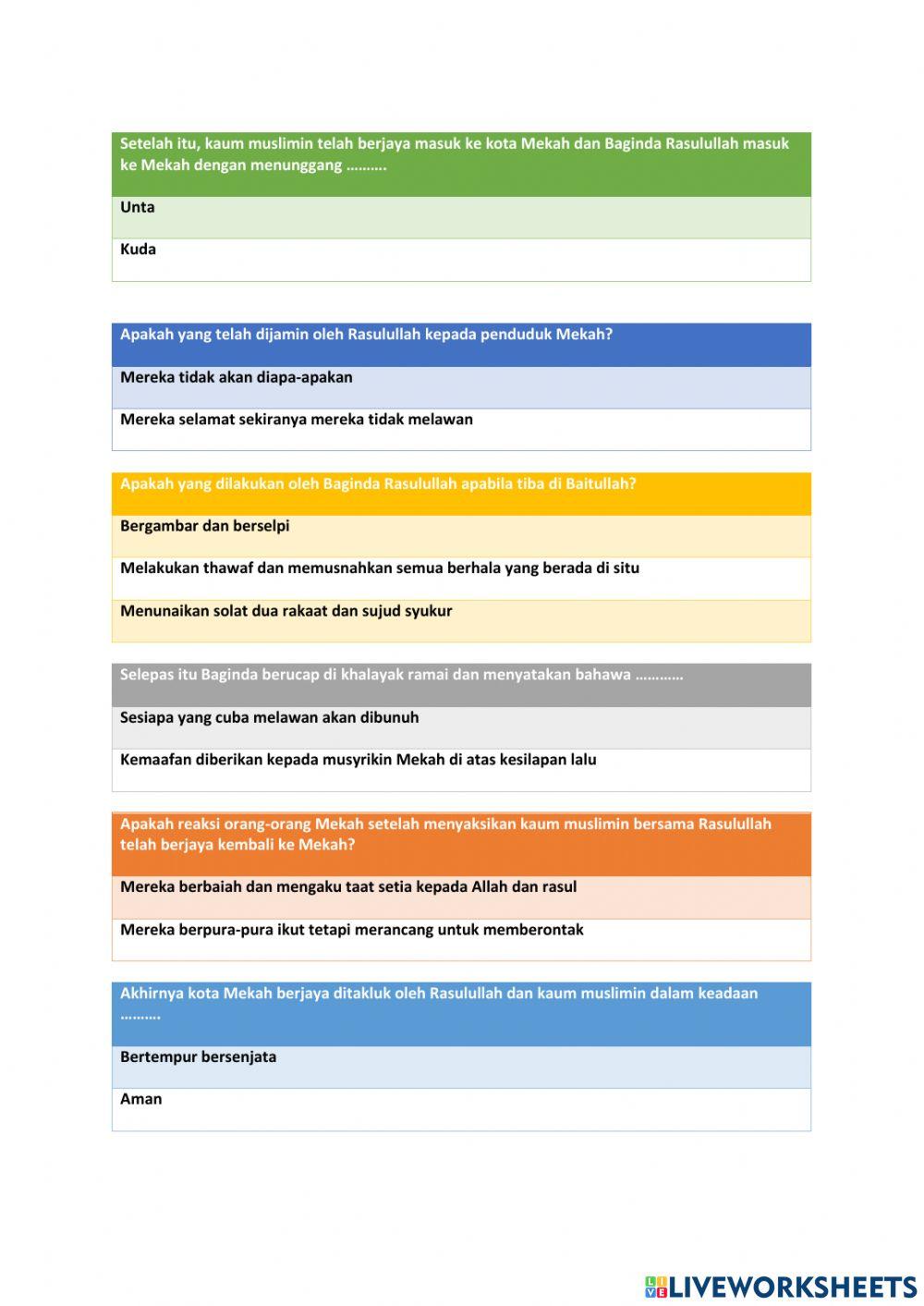 Pendidikan isla… | Free Interactive Worksheets | 1136850
