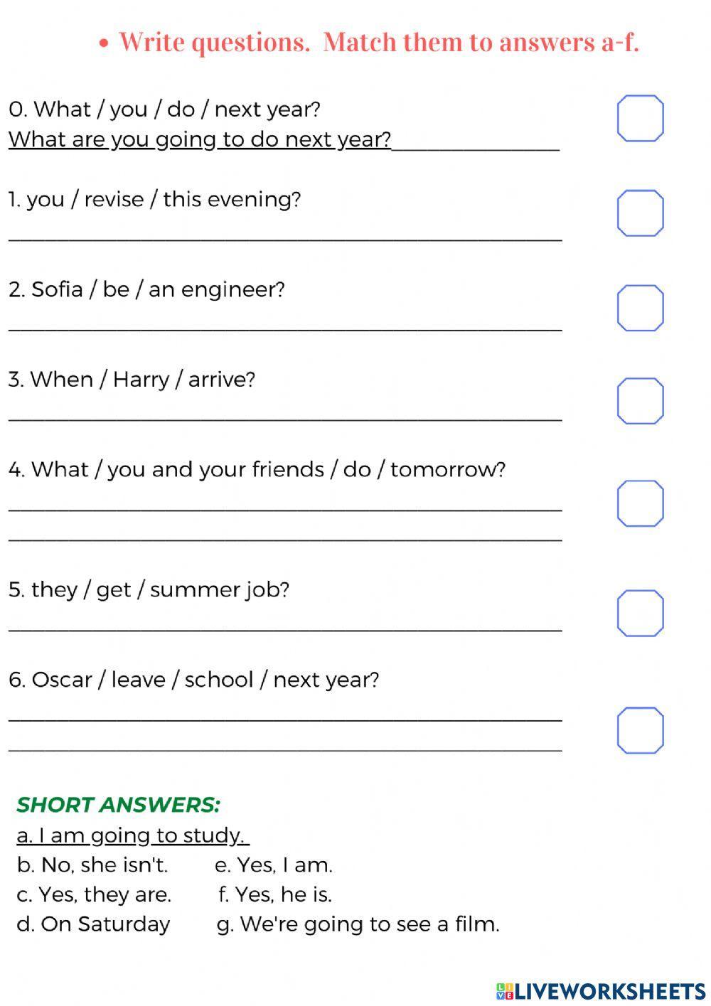 Be going to - i… | Free Interactive Worksheets | 1137407