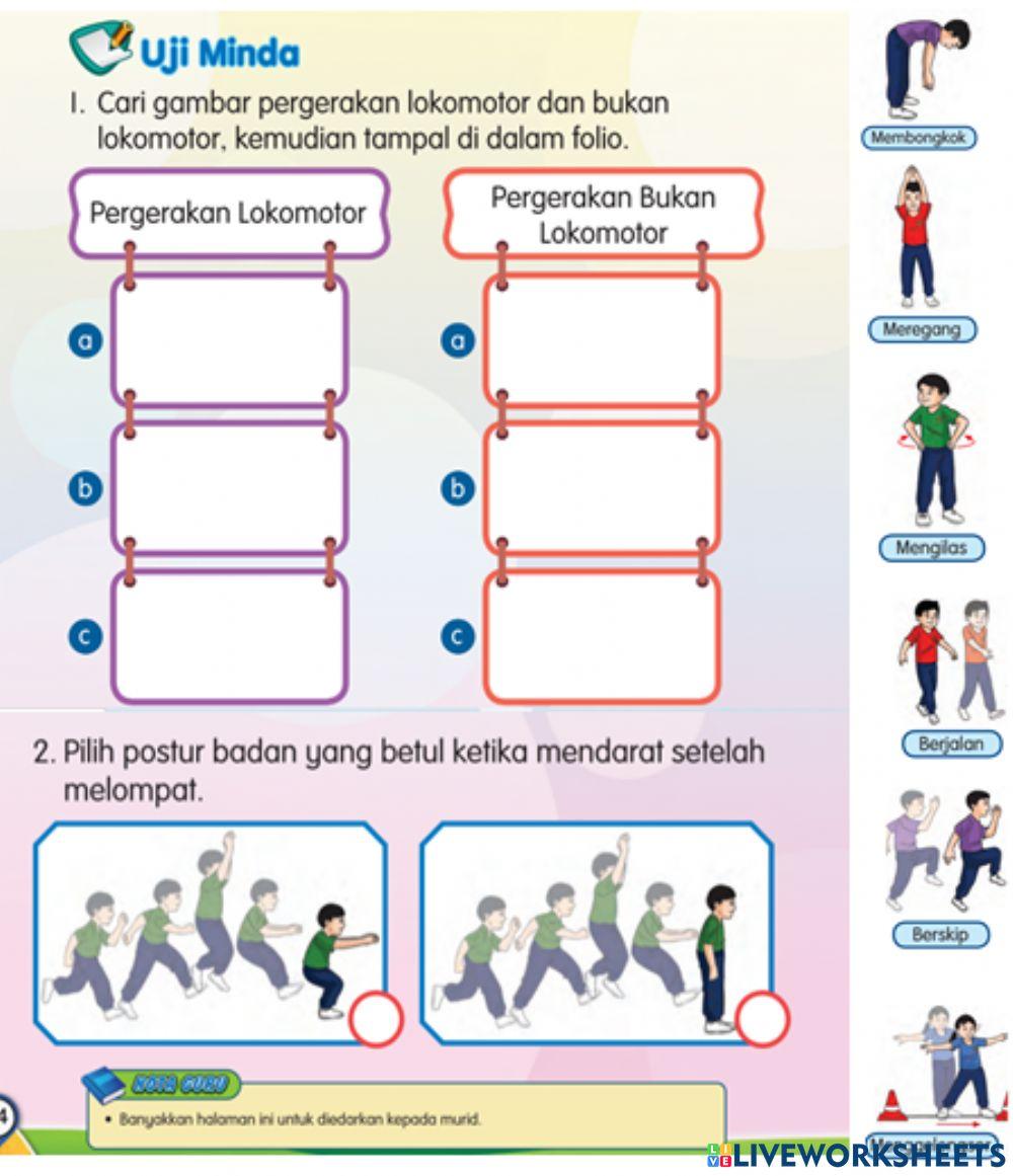 Lokomotor dan Bukan Lokomotor interactive worksheet | Live Worksheets