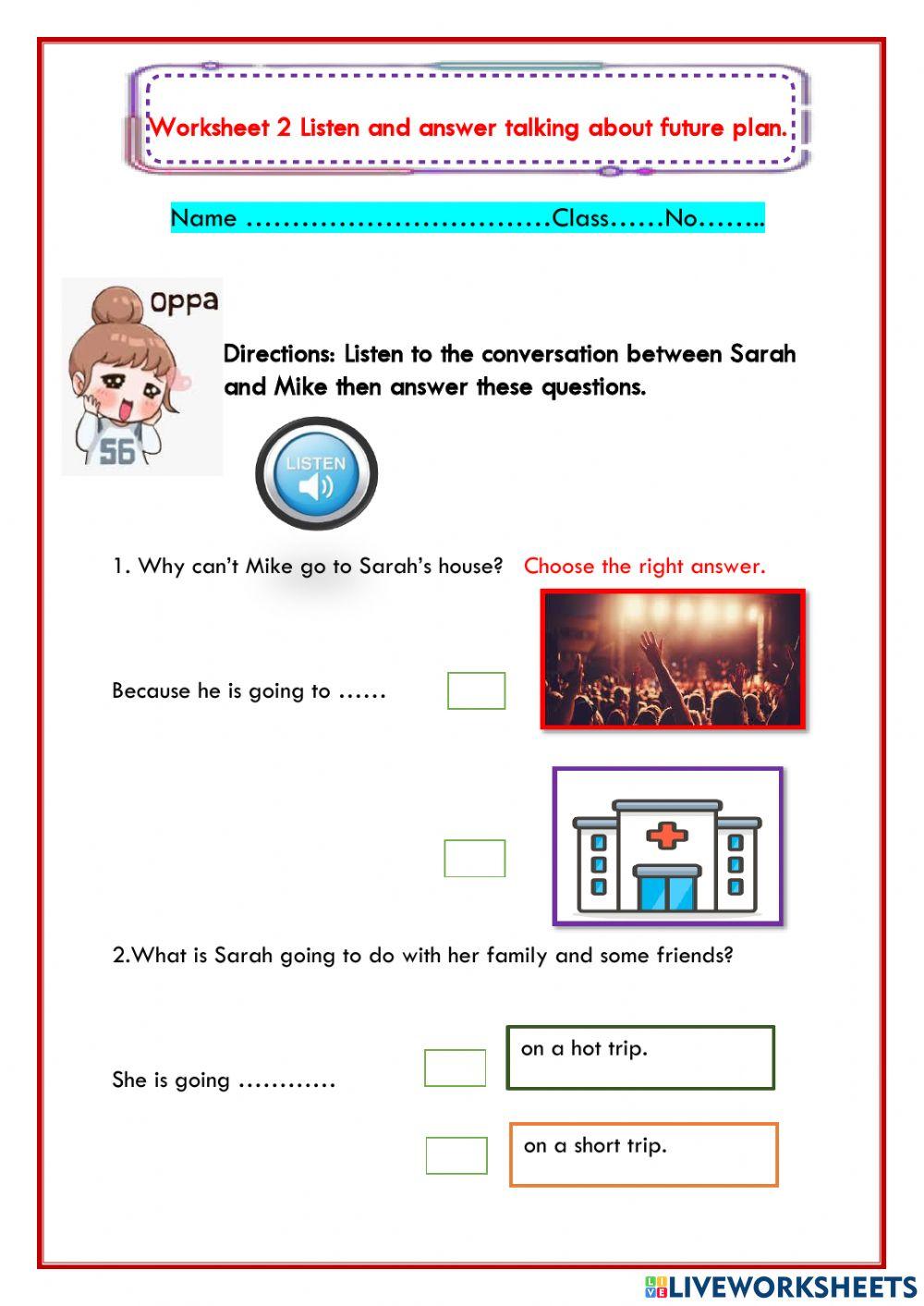 3169357 | listening worksheet talking about future