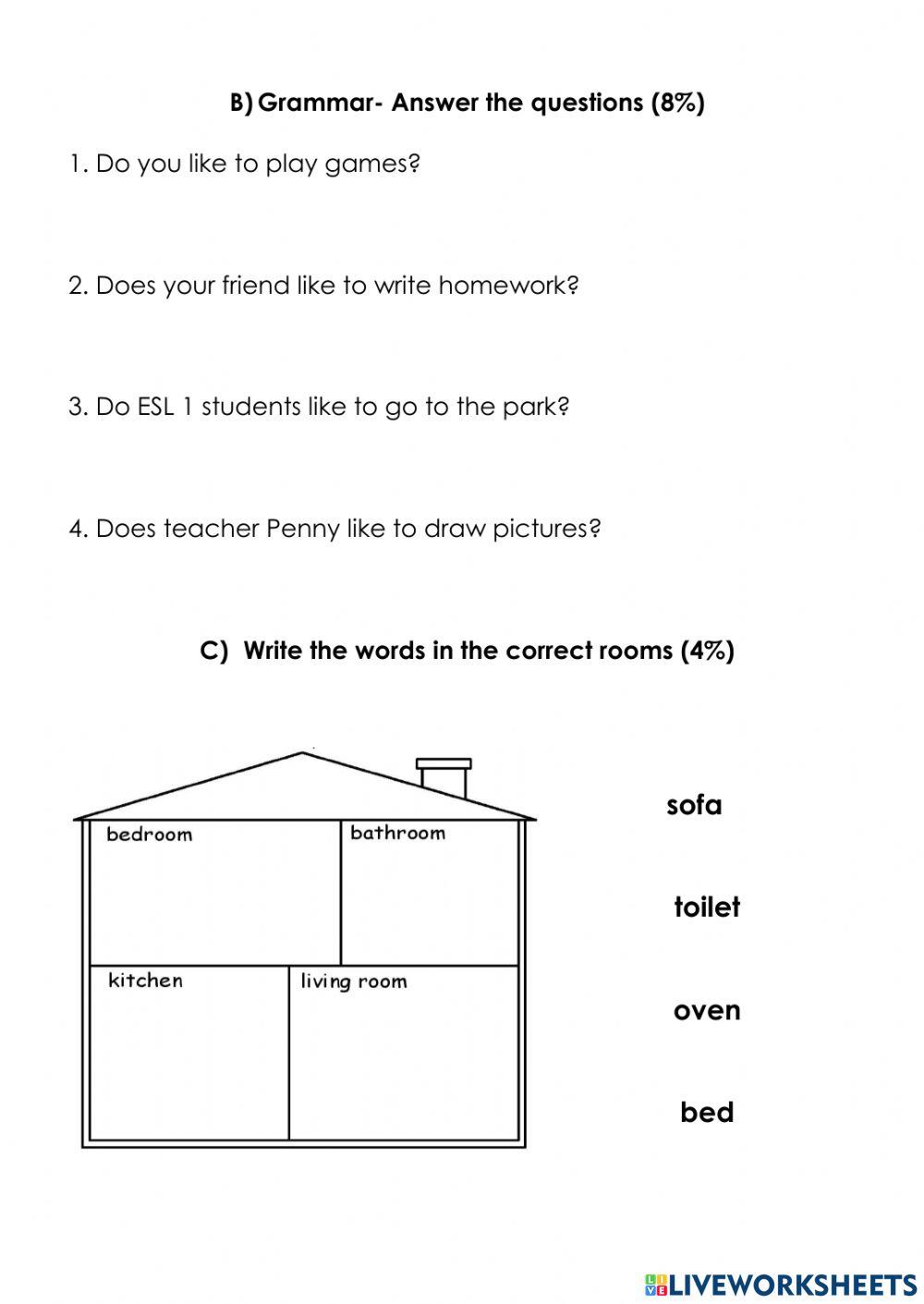 ESL 1 SEMESTER 2 FINAL TEST Online Exercise For Live Worksheets esl-1-semester-2-final-test-online-exercise-for-live-worksheets