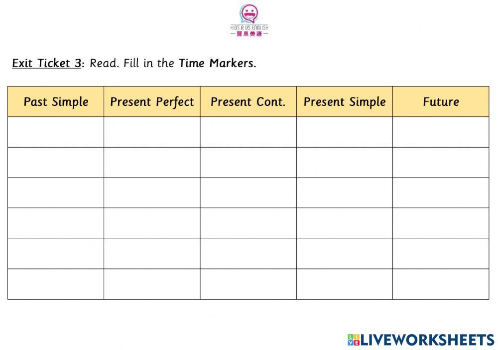 Book 5, Unit 10, Week 1 - Time Markers worksheet | Live Worksheets