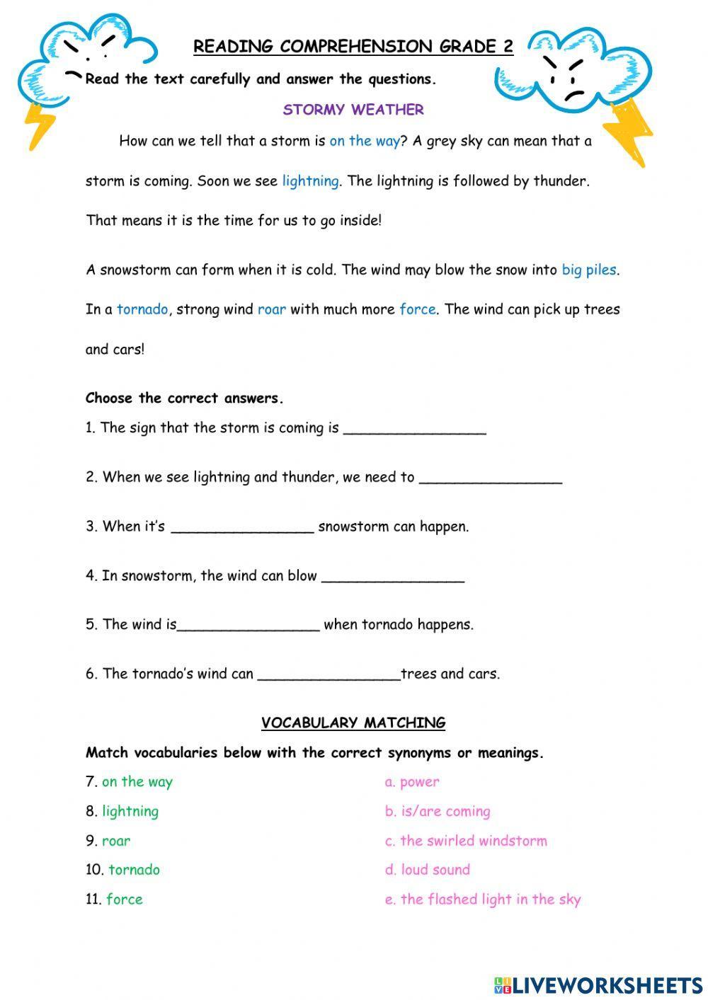 Reading Compreh… | Free Interactive Worksheets | 1159833