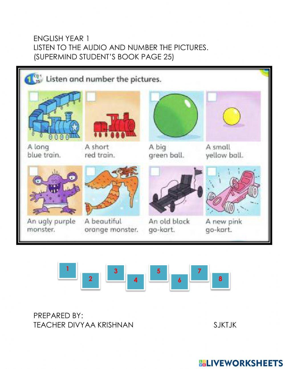 Let's play interactive activity for 1 | Live Worksheets