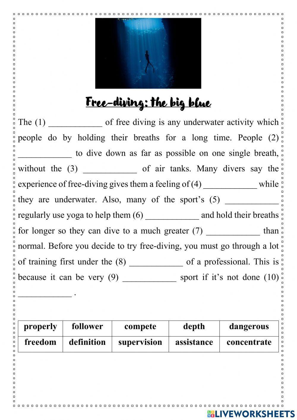 1160269 | Free-diving | khirolamir | LiveWorksheets
