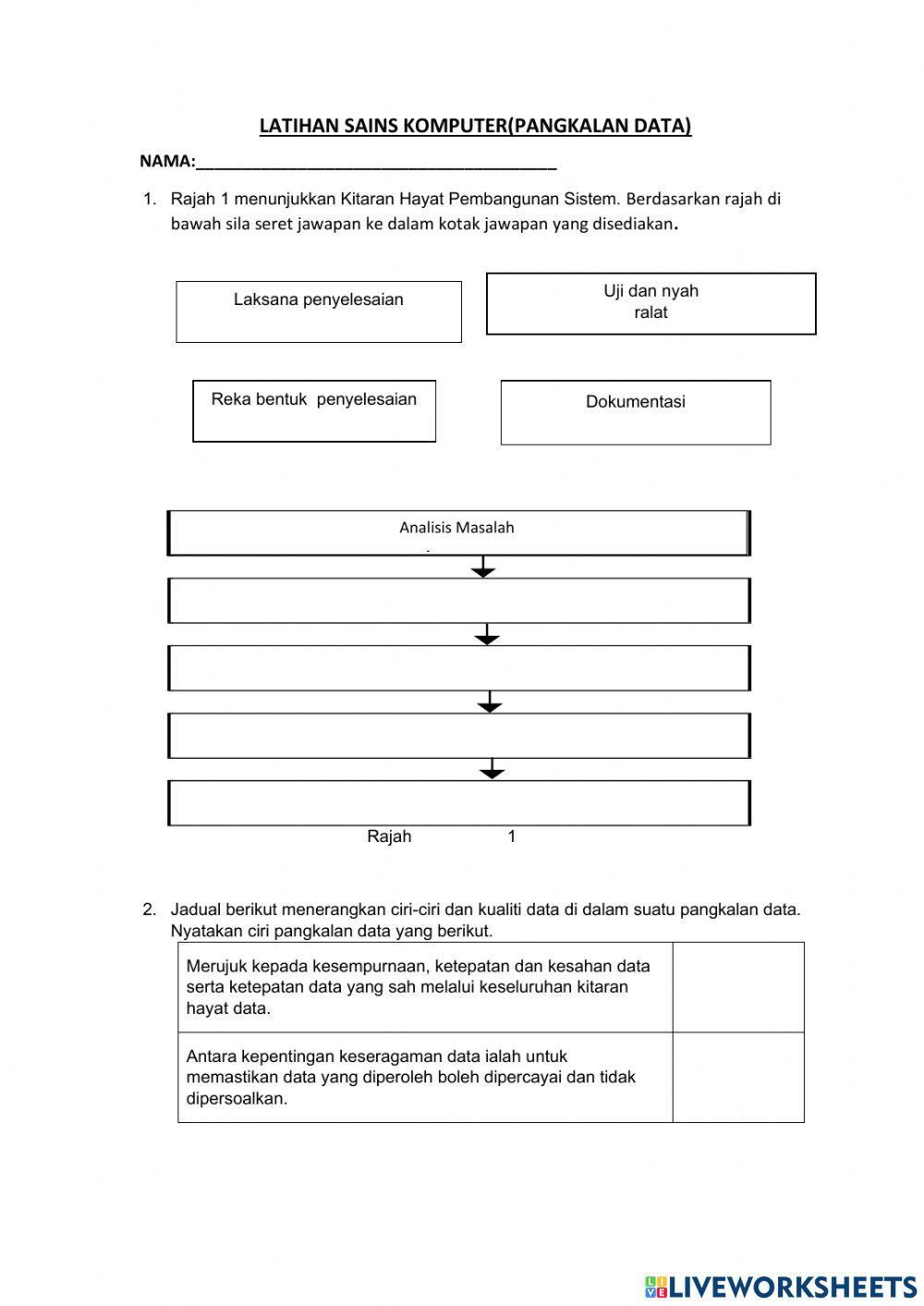 Pangkalan Data worksheet | Live Worksheets