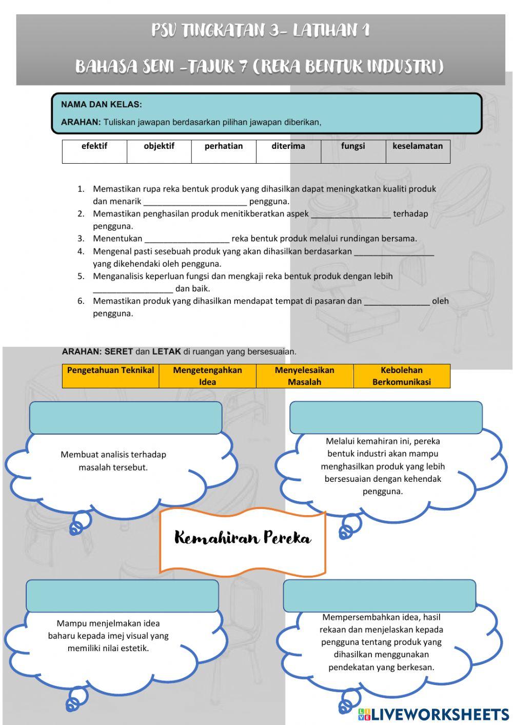 LATIHAN 1 TAJUK 7 TINGKATAN 3 online exercise for | Live Worksheets