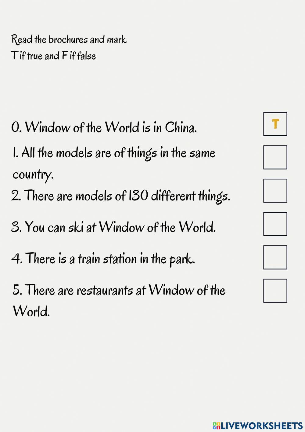 True or False exercise for 7 | Live Worksheets