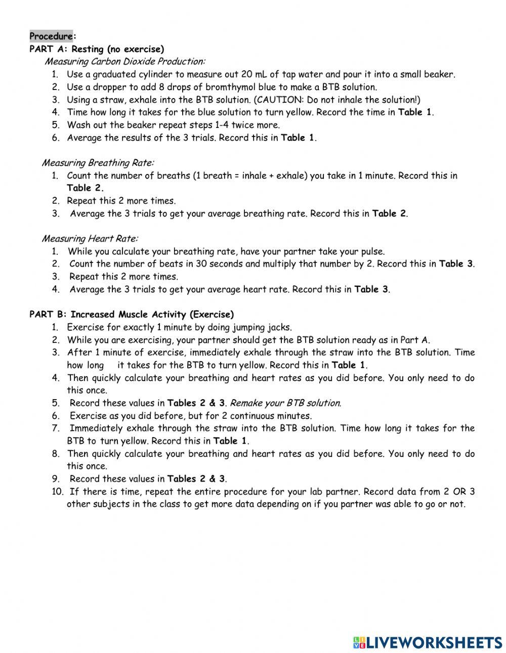 Exercise - Cellular Respiration Lab 6659377 | Coach