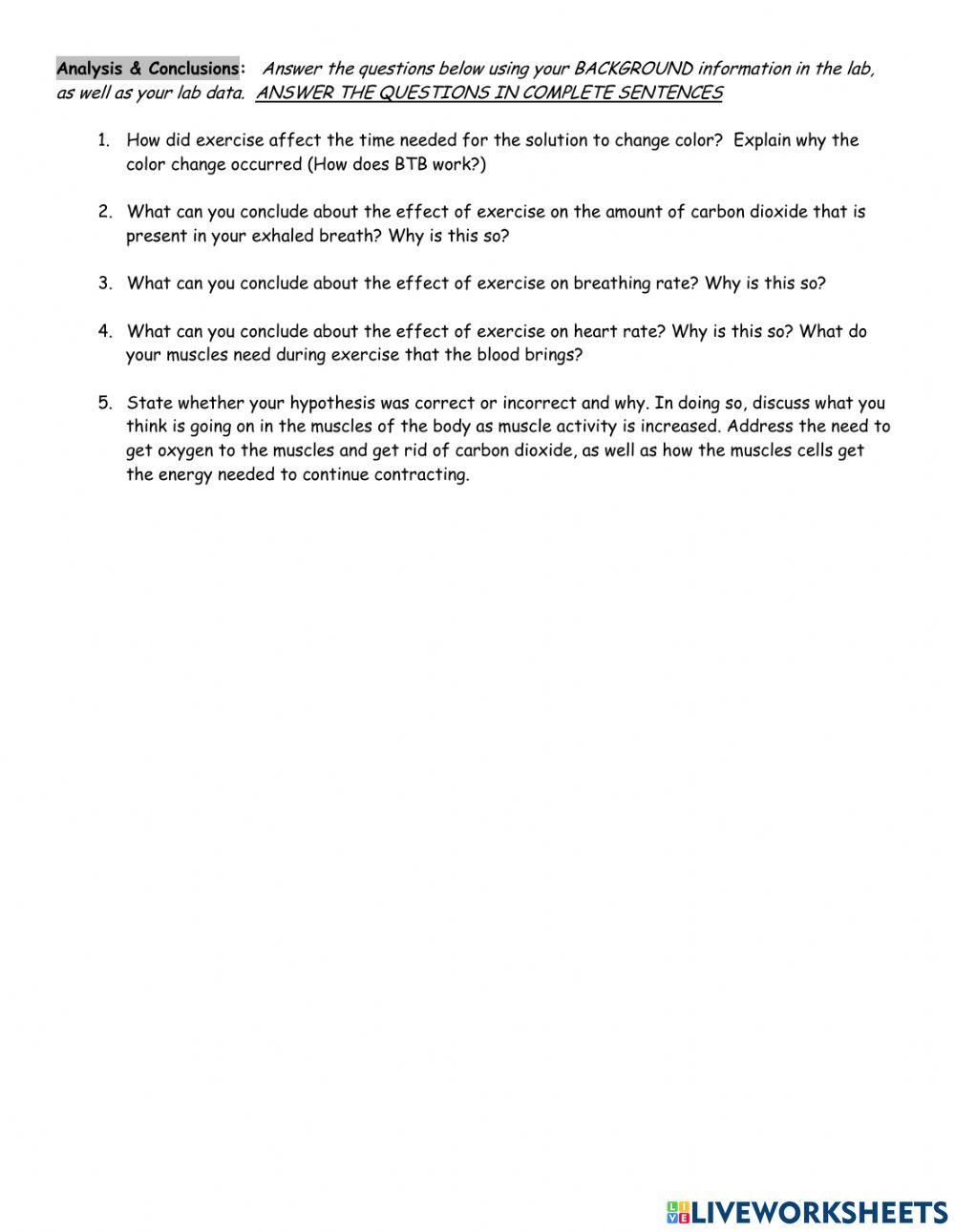 Exercise - Cellular Respiration Lab 6659377 | Coach