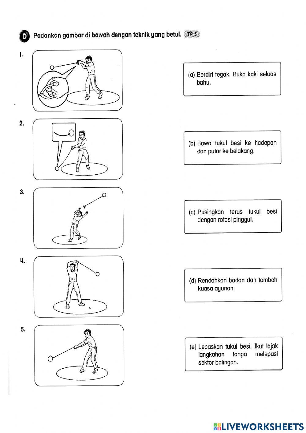 Pendidikan Jasmani Tahun 6 - Baling Tukul Besi worksheet | Live Worksheets