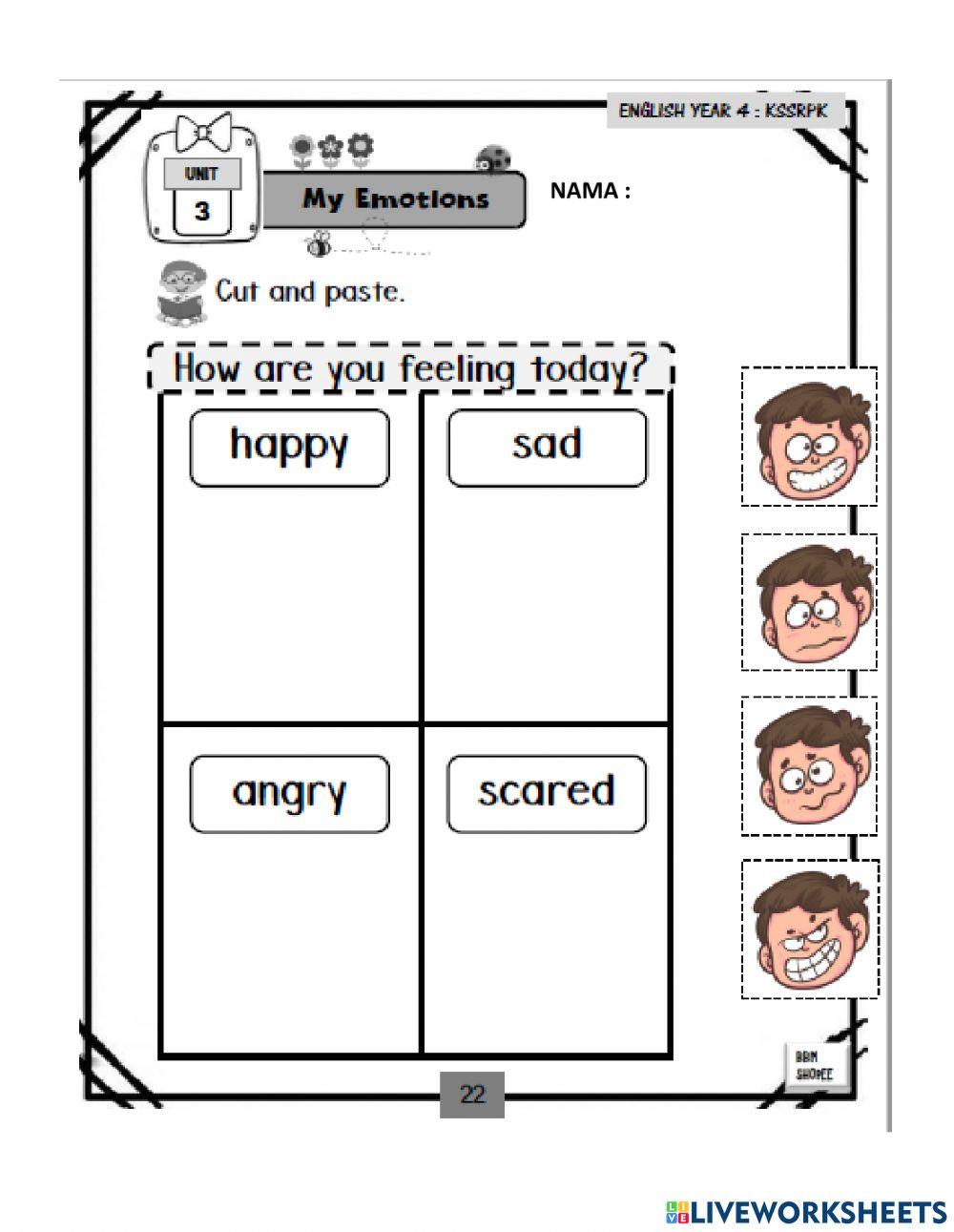 My Emotions activity for Level 2 | Live Worksheets