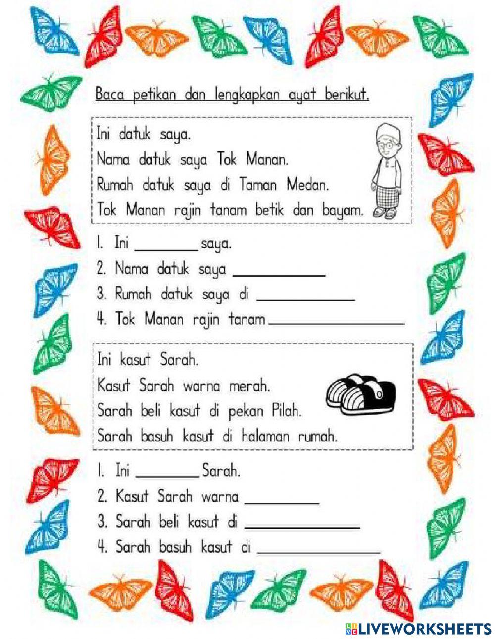 Bahasa Melayu Tahun 4 Pendidikan Khas | Live Worksheets