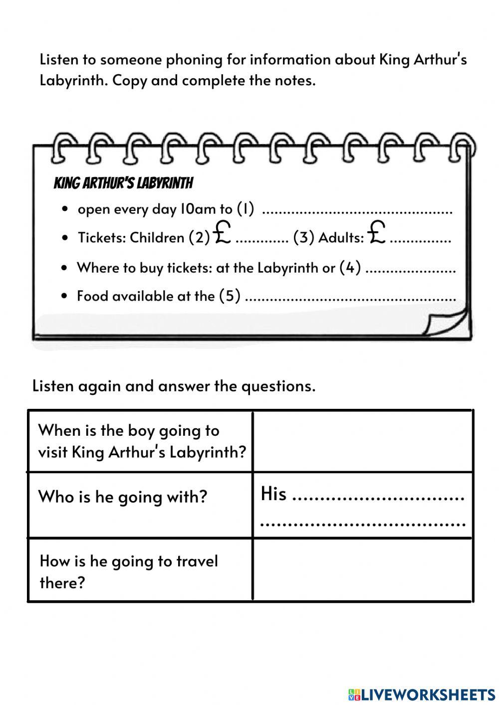 King Arthur's Labyrinth activity | Live Worksheets