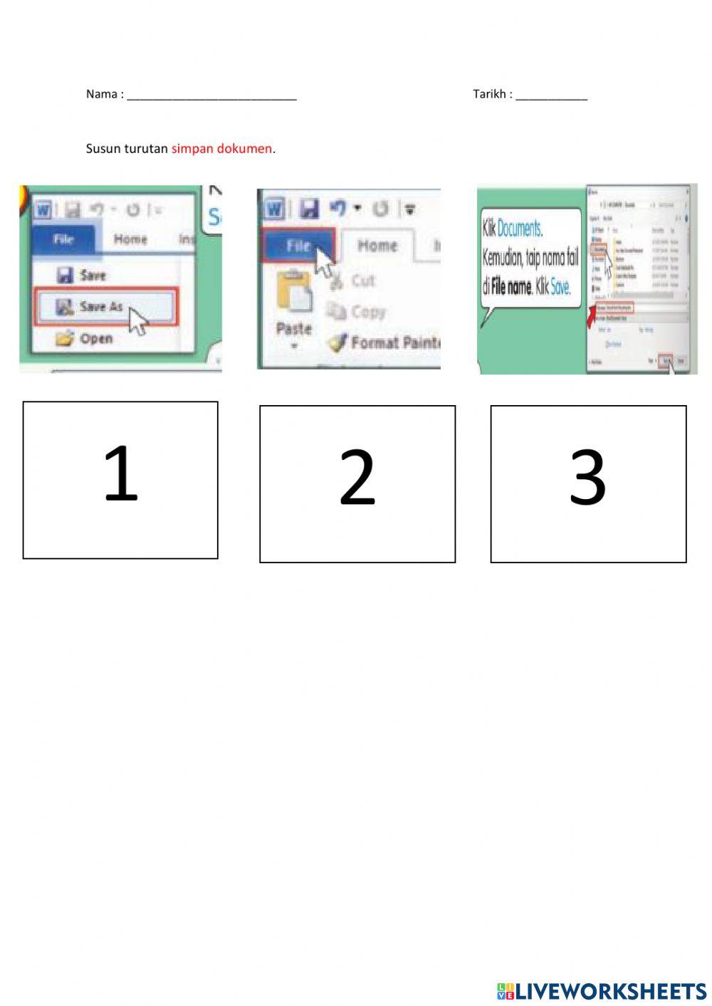 TMK Simpan Dokumen worksheet | Live Worksheets
