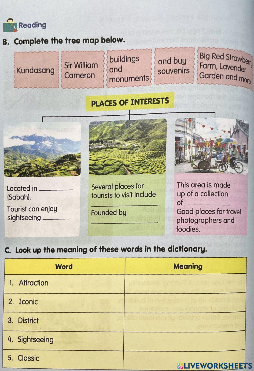 Places of interest | Live Worksheets