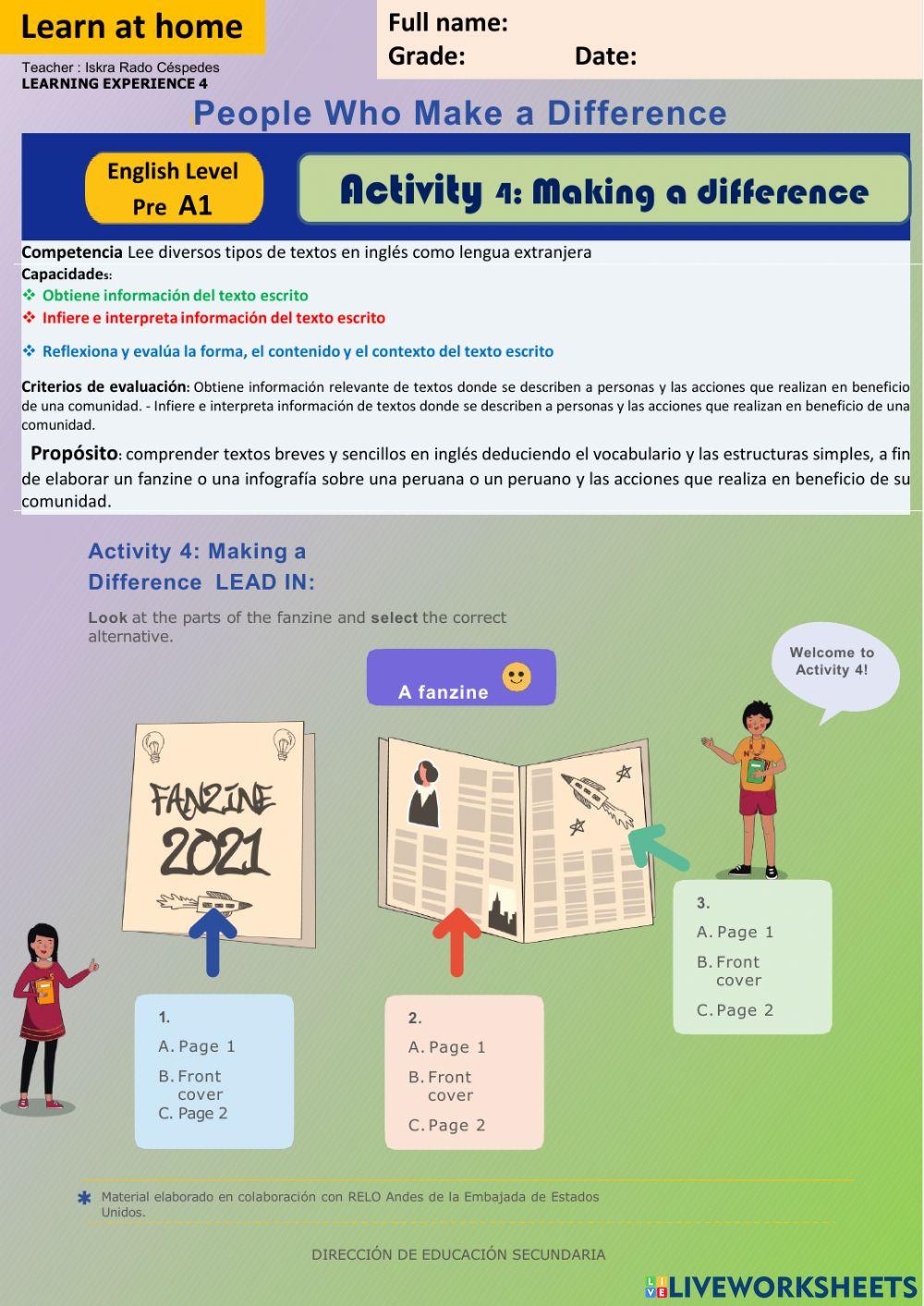 People who Make a difference-. Making a difference week18 PreA1 irc ...