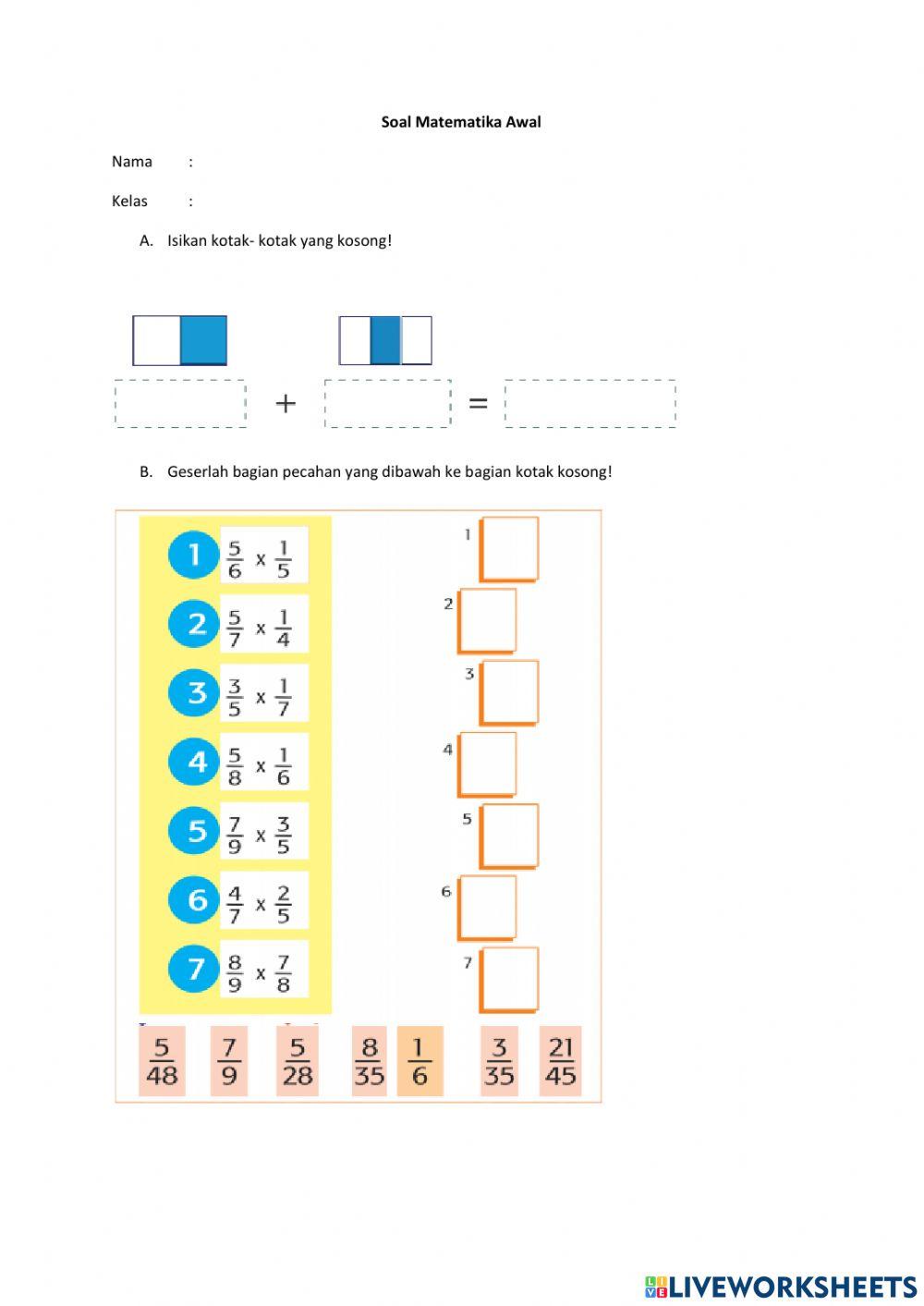 MTK Awal worksheet | Live Worksheets