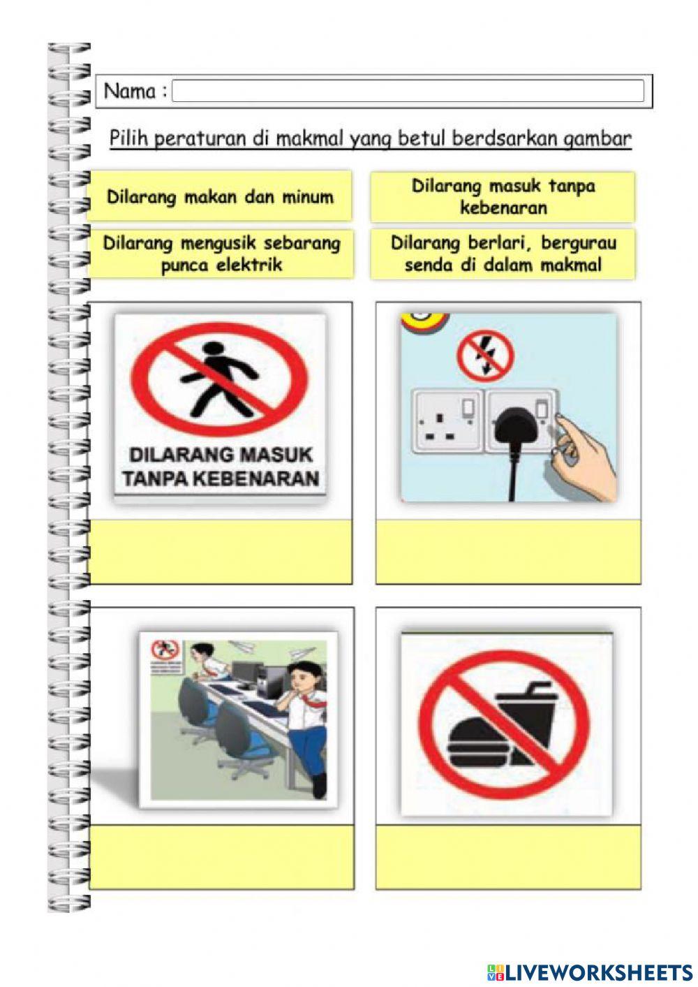 Lembaran kerja : Peraturan Di Makmal Komputer online exercise for ...