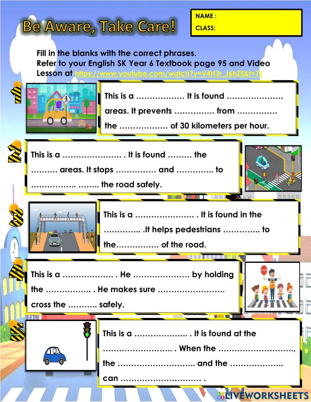 Year 6 Unit 10 Be Aware, Take Care! interactive worksheet | Live Worksheets