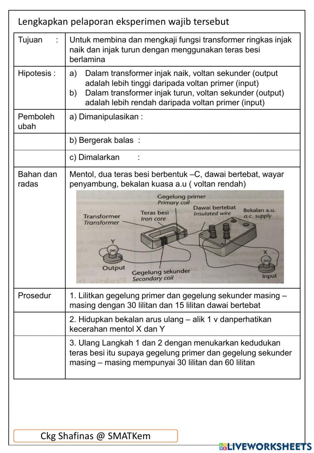 Eksperimen memb… | Free Interactive Worksheets | 1164462