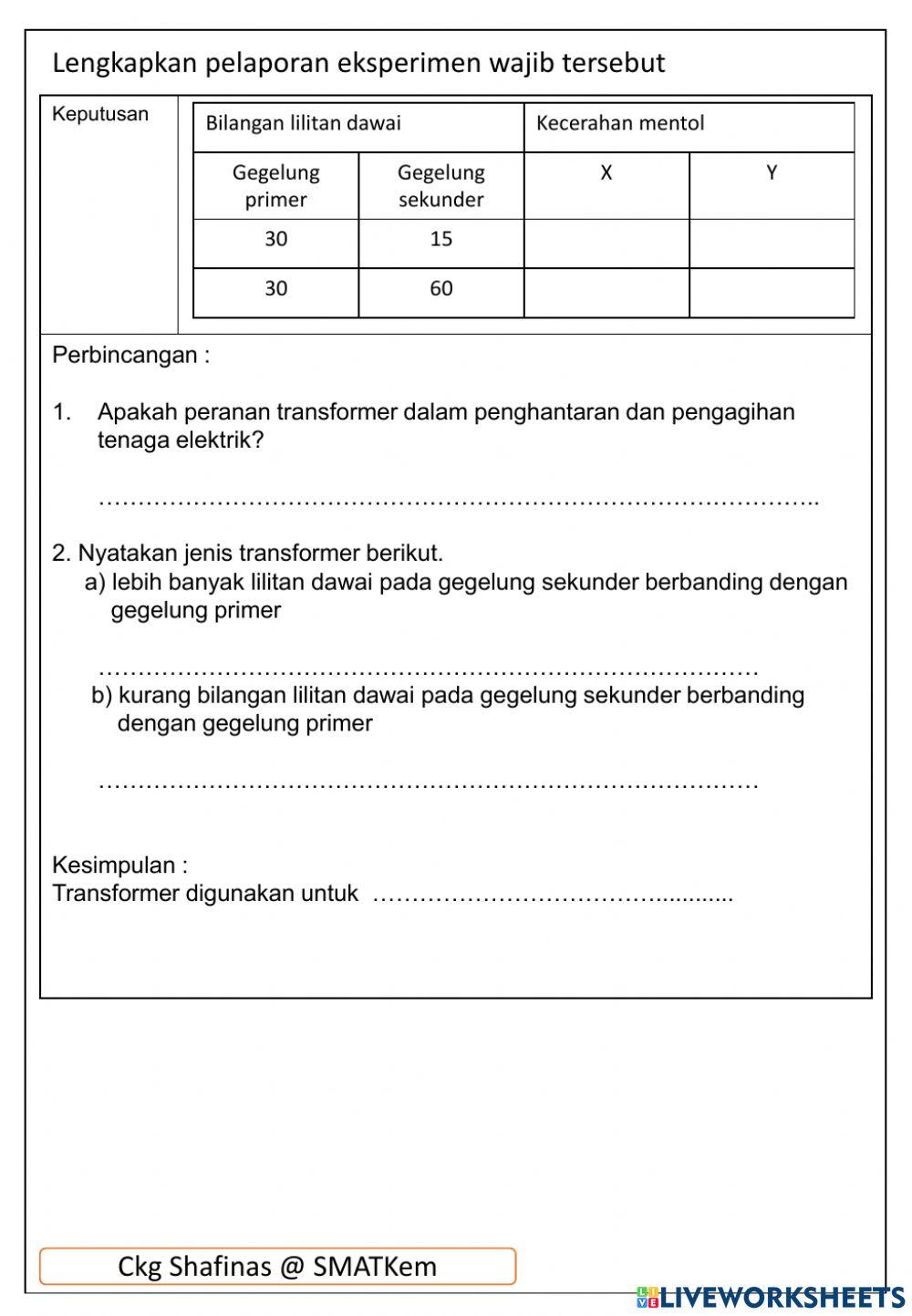 Eksperimen memb… | Free Interactive Worksheets | 1164462