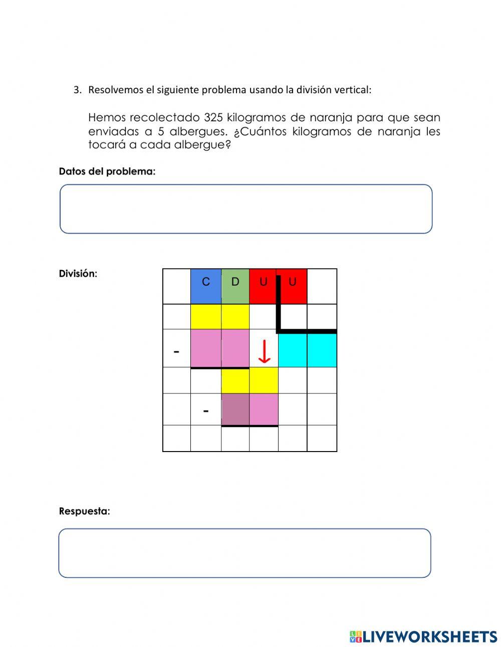 Division vertical 1253 | Amy Kiyan | Live Worksheets