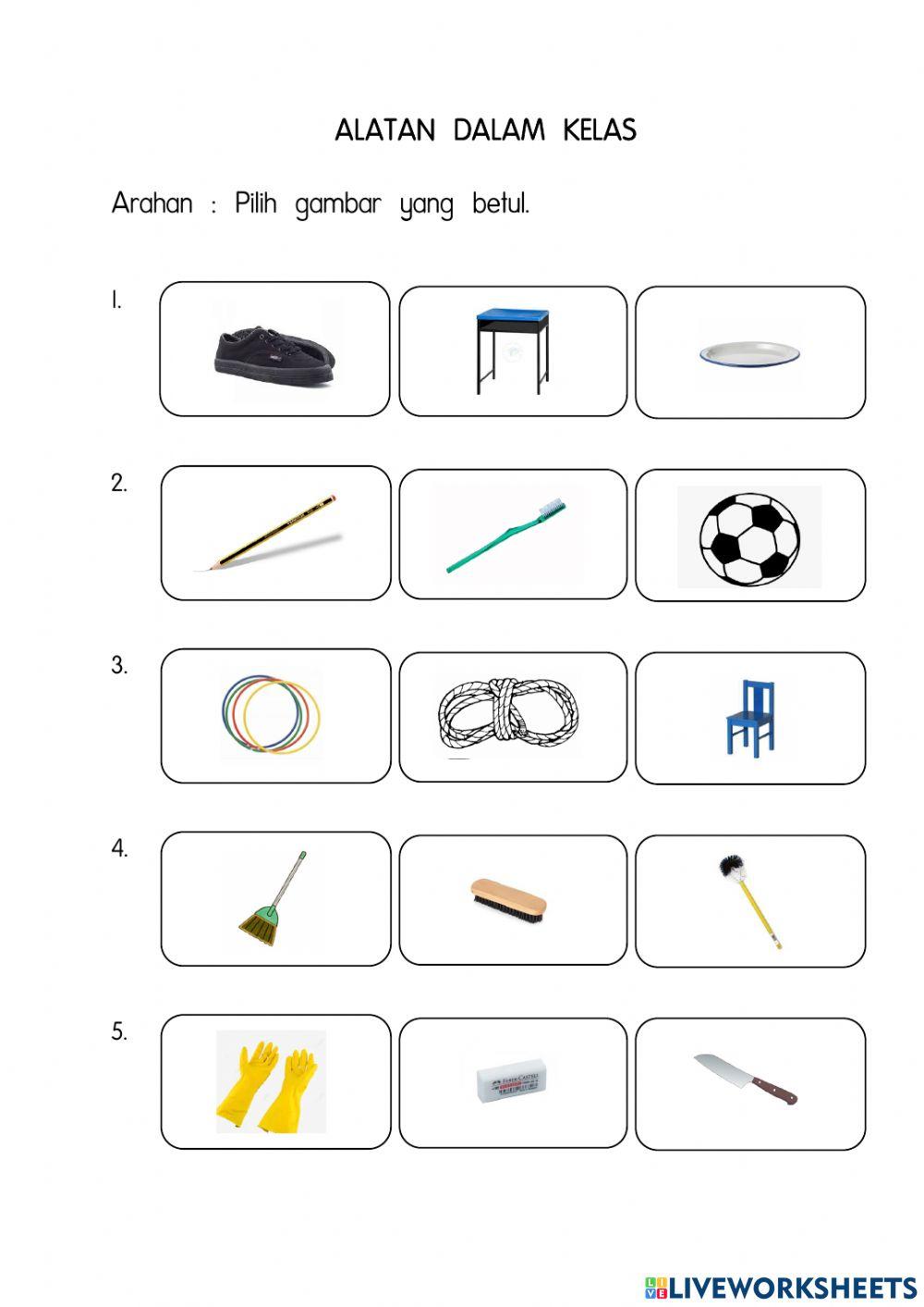 Lat 1 Mengenal Alatan worksheet | Live Worksheets