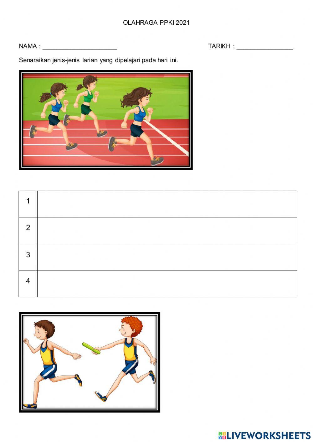 Jenis-jenis larian worksheet | Live Worksheets