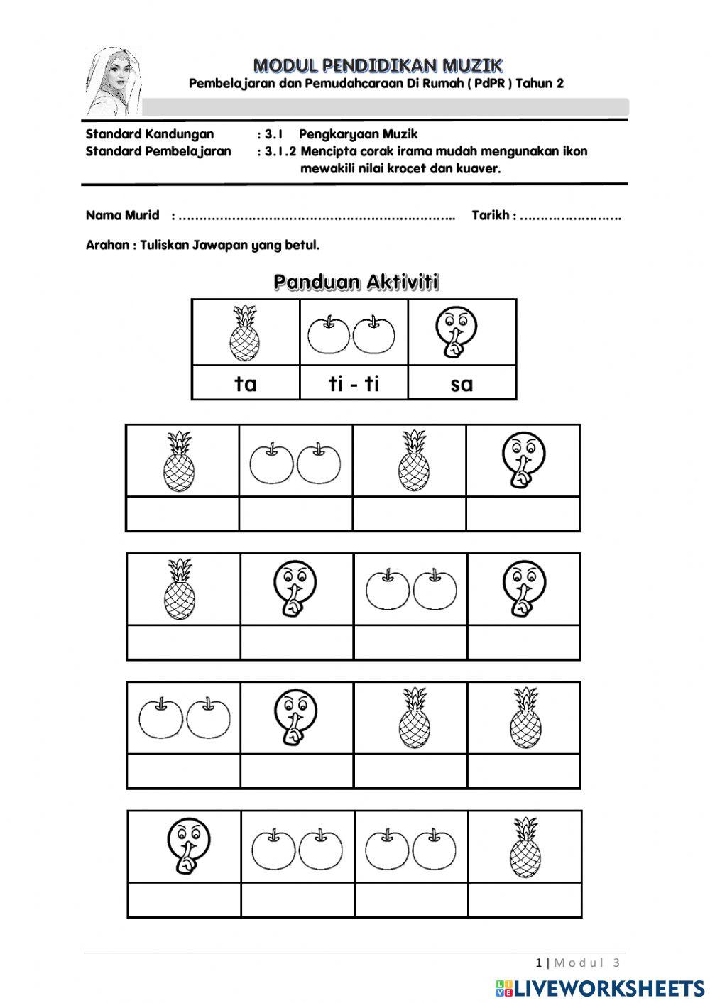 Cipta corak ira… | Free Interactive Worksheets | 1165502