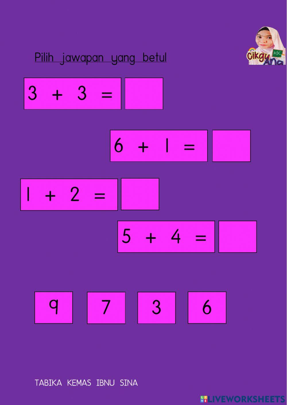 Operasi tambah online activity for TABIKA | Live Worksheets